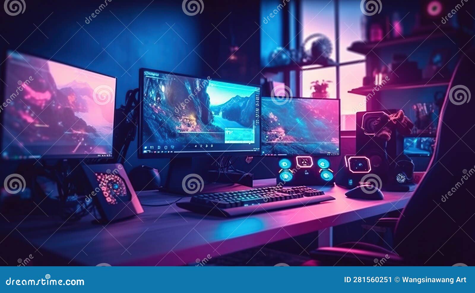 Powerful Computer Gaming Rig AI Generated Image Stock Illustration ...