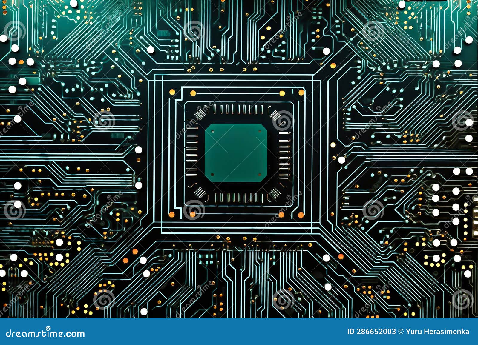 A Powerful Computer Processor or Chip on a Motherboard. Modern Technologies Stock Illustration ...