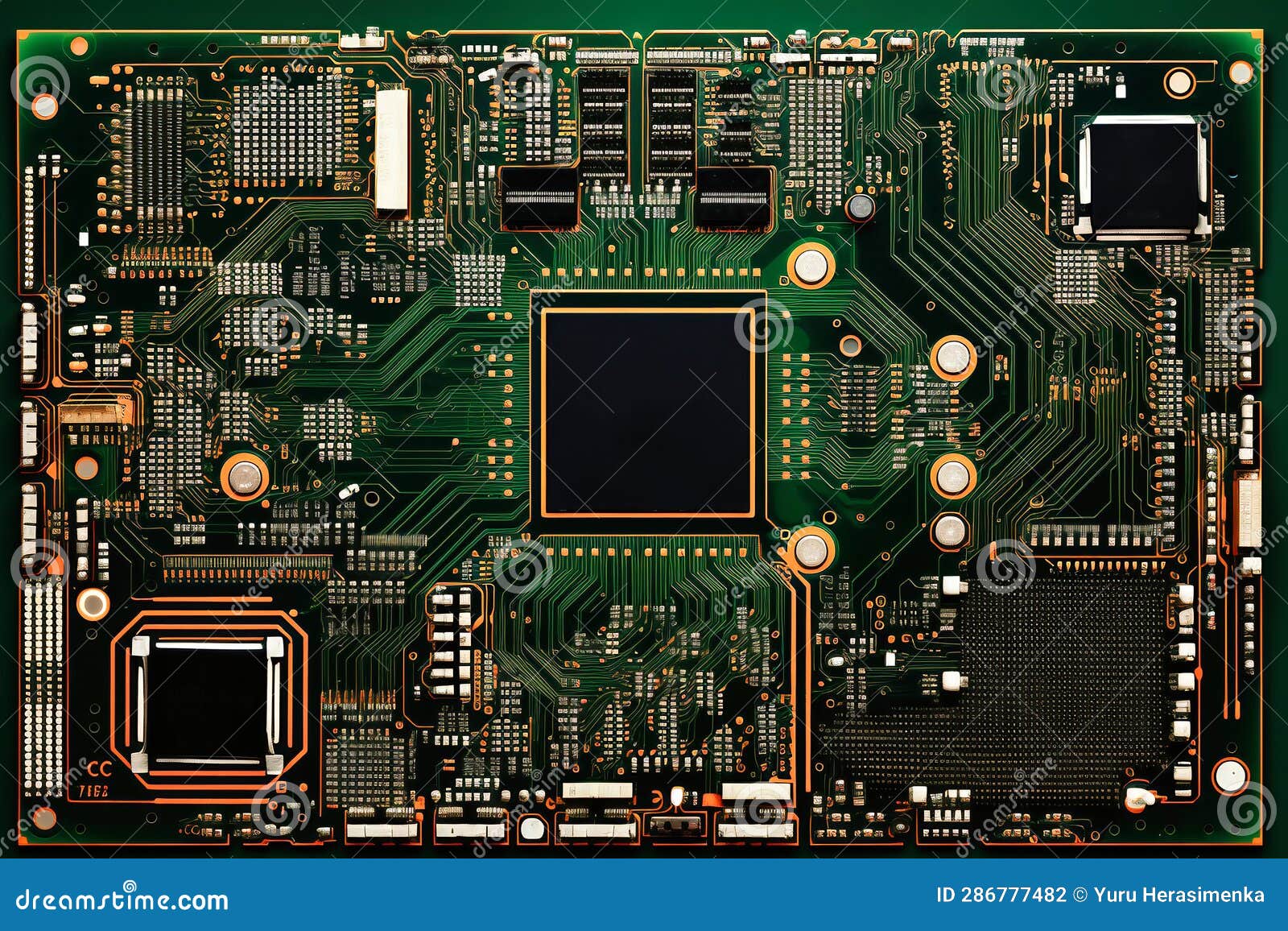 A Powerful Computer Processor or Chip on a Motherboard. Modern ...