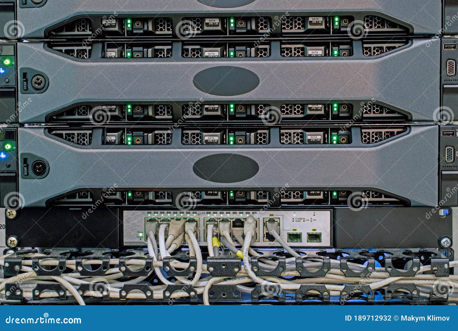 Powerful Computer Server Connected To Internet Switch in the Server ...