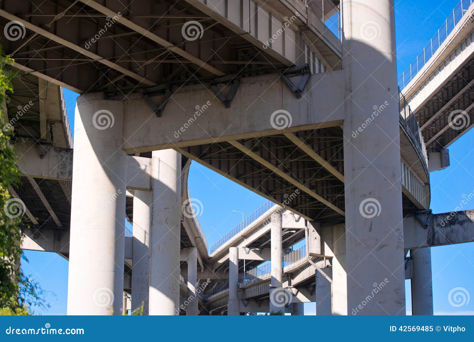 Powerful Concrete Support Curved Interlacing Highways Overpass Stock ...