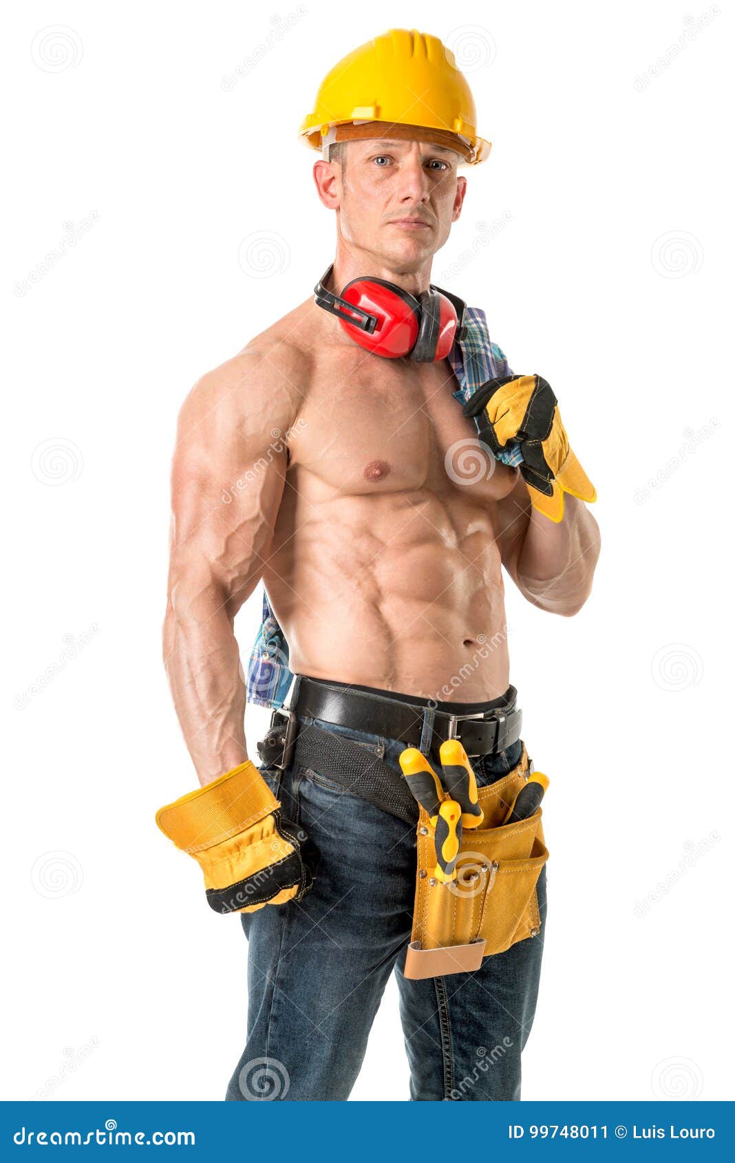 Powerful Construction Worker Stock Image - Image of industrial ...