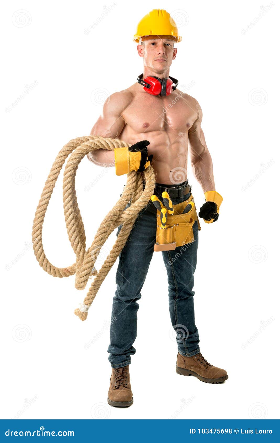 Powerful Construction Worker Stock Photo - Image of industry, people ...