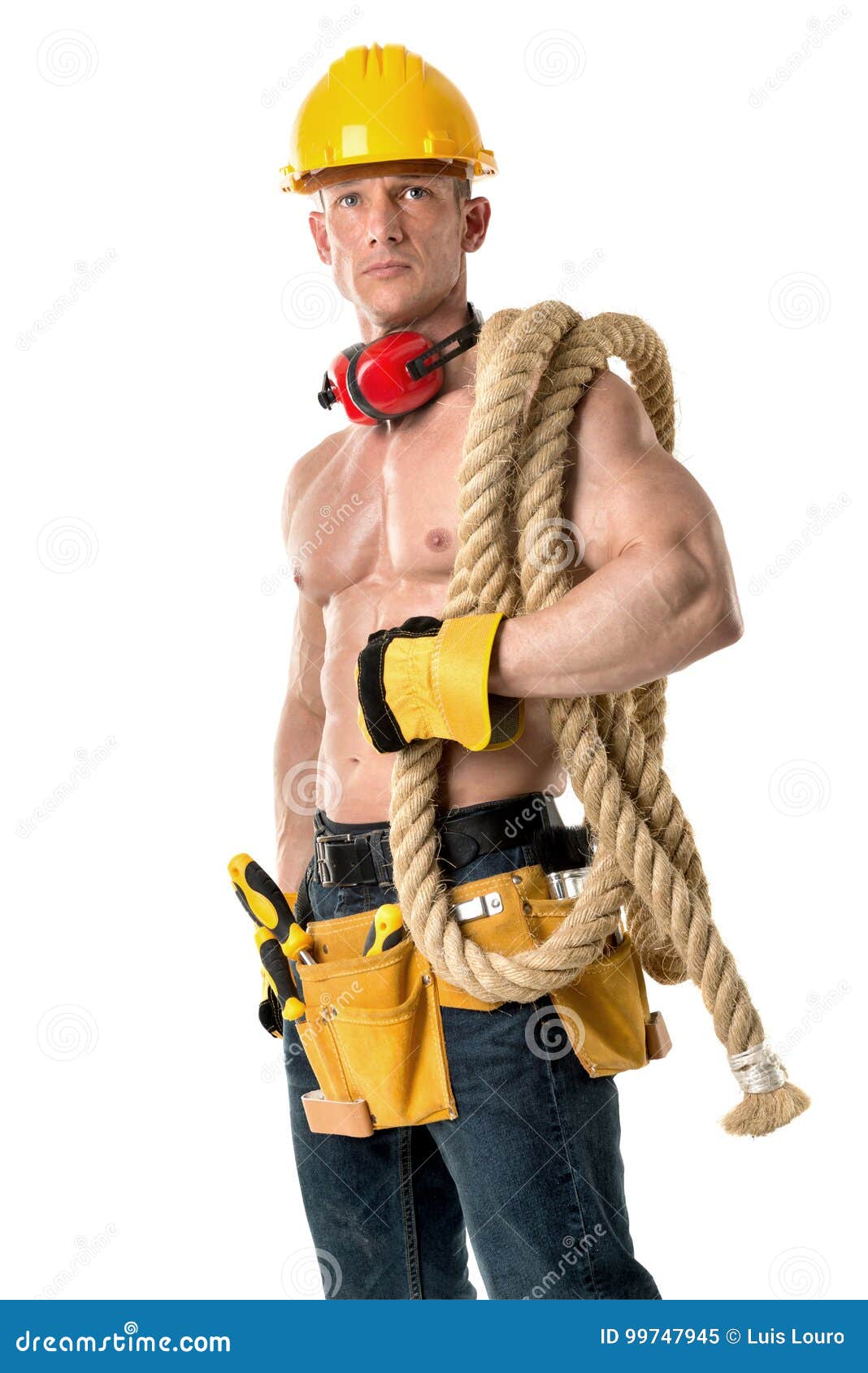 Powerful Construction Worker Stock Image - Image of equipment ...