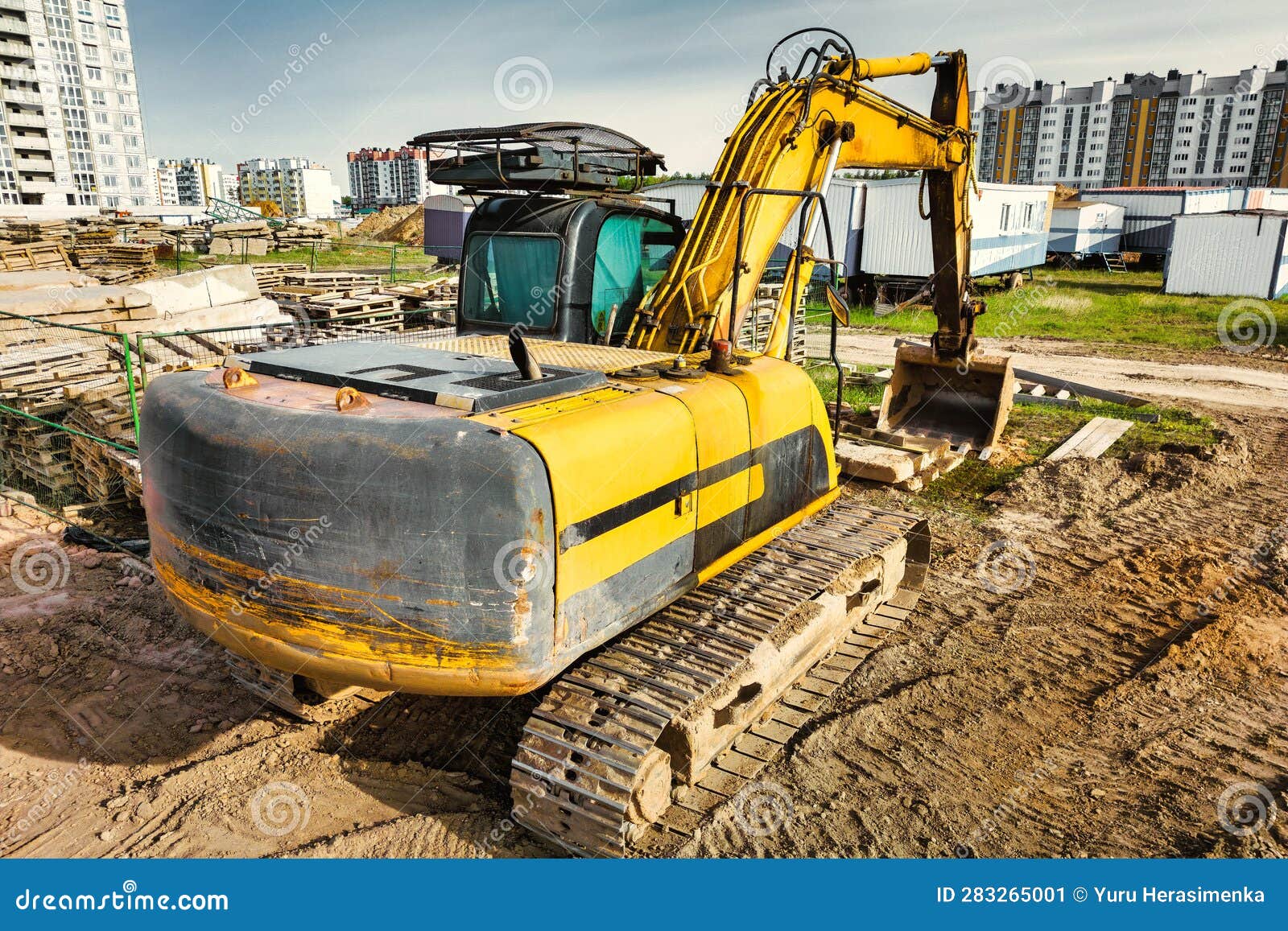 Two Powerful Crawler Excavators Isolated On White Background. Powerful ...