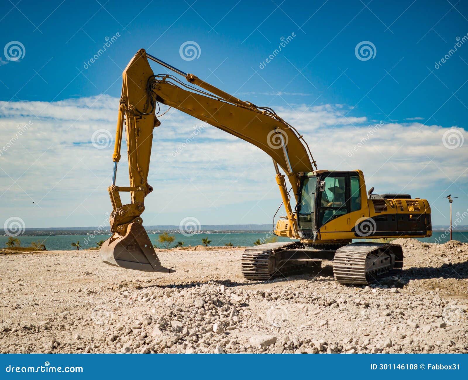 Two Powerful Crawler Excavators Isolated On White Background. Powerful ...