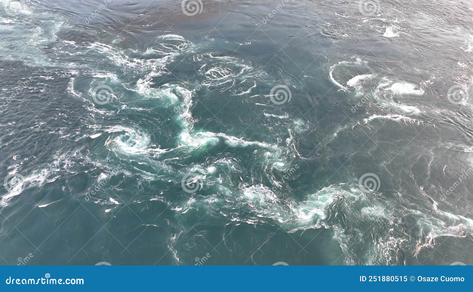 Powerful Current Forms Small Whirlpools and Eddies in Ocean Water Stock ...