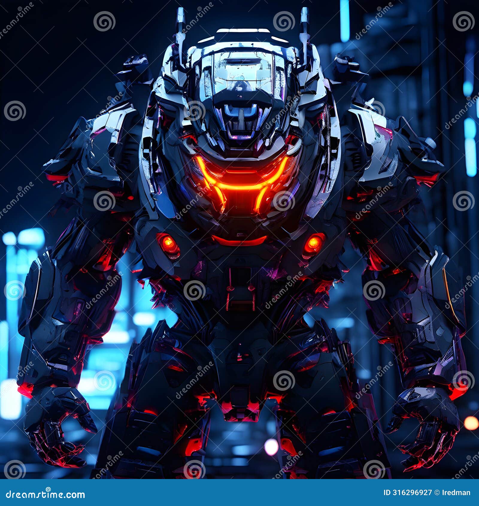 Powerful Cyborg Robots in the Future Stock Illustration - Illustration ...