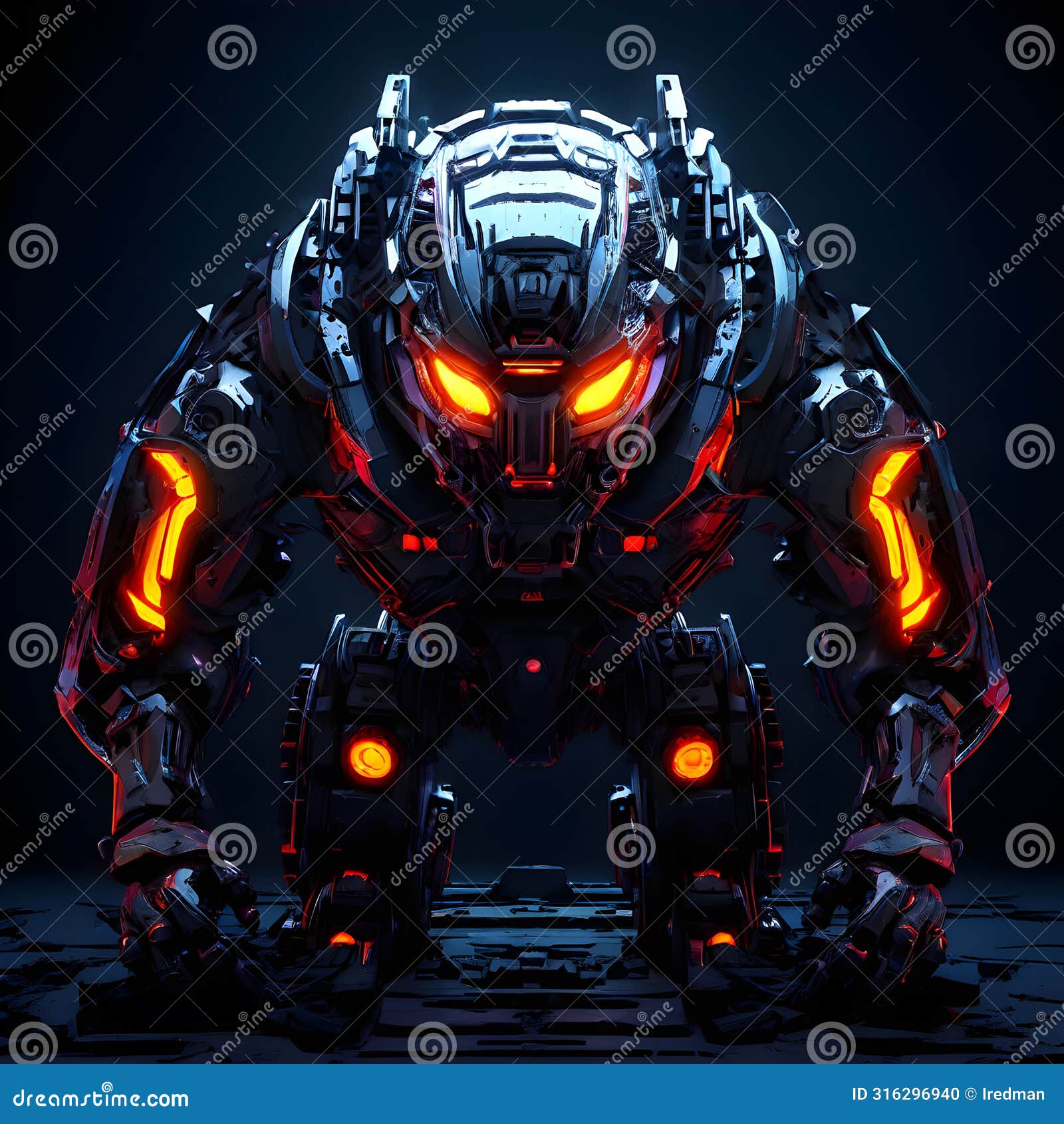 Powerful Cyborg Robots in the Future Stock Illustration - Illustration ...
