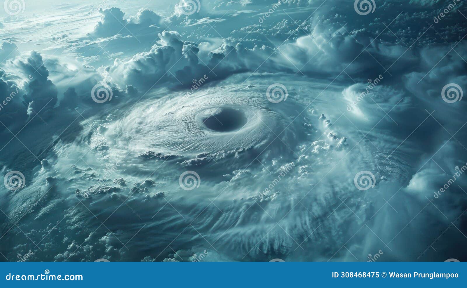 A Powerful Cyclone from Above Showcasing the Eye of the Storm Amidst ...