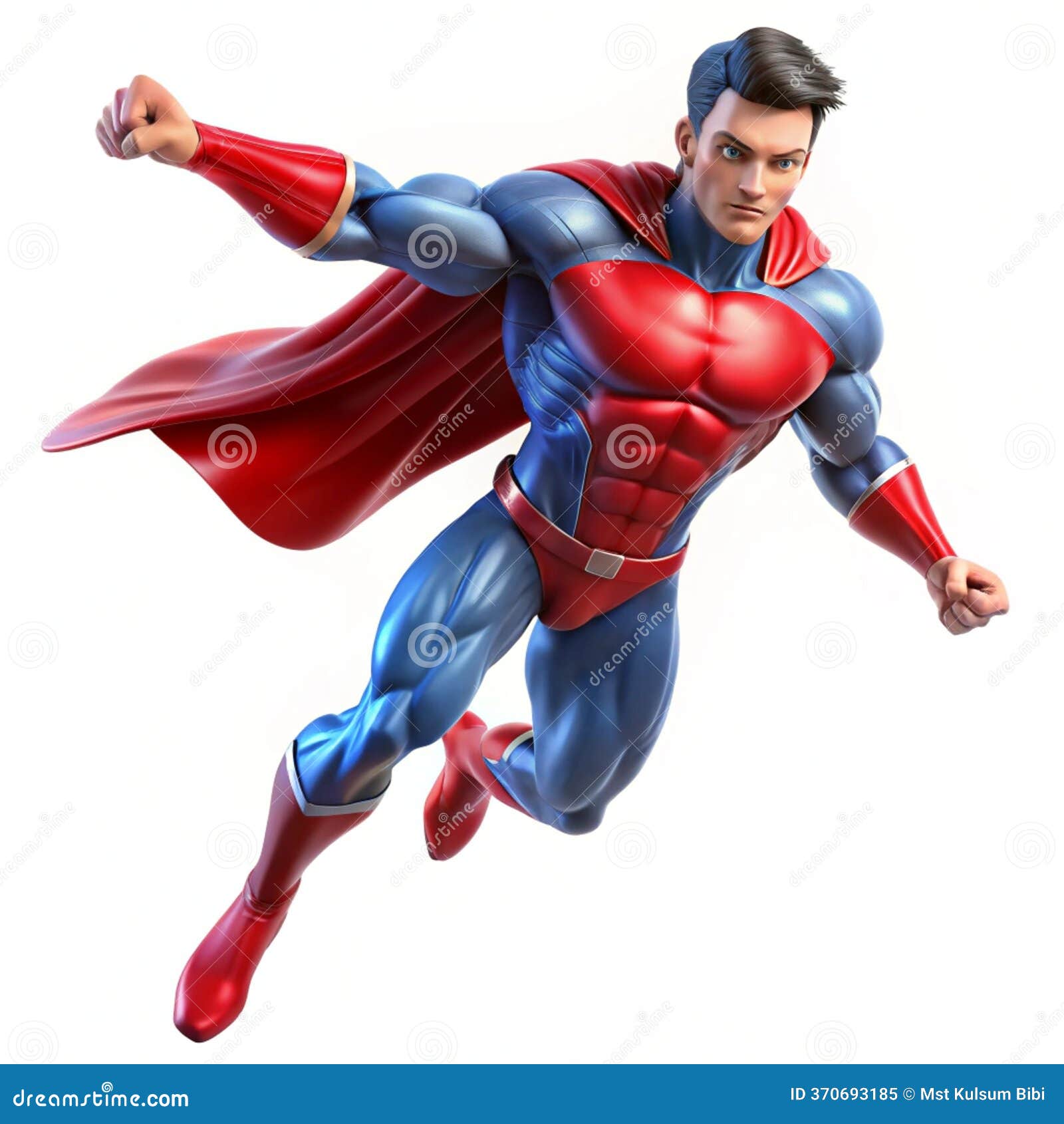 Superhero In A Dynamic Pose With A Flowing Cape, Emblematic Costume, And Powerful Stance ...