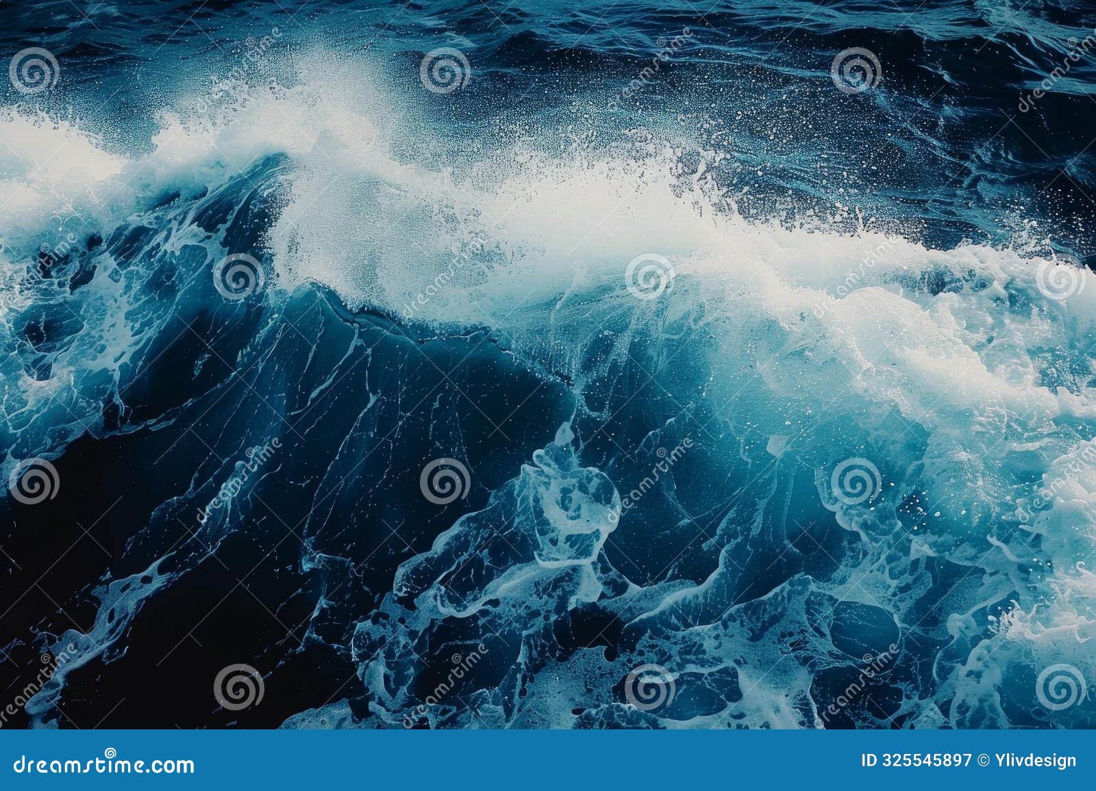 Powerful Deep Blue Ocean Wave Breaking in Slow Motion Stock ...