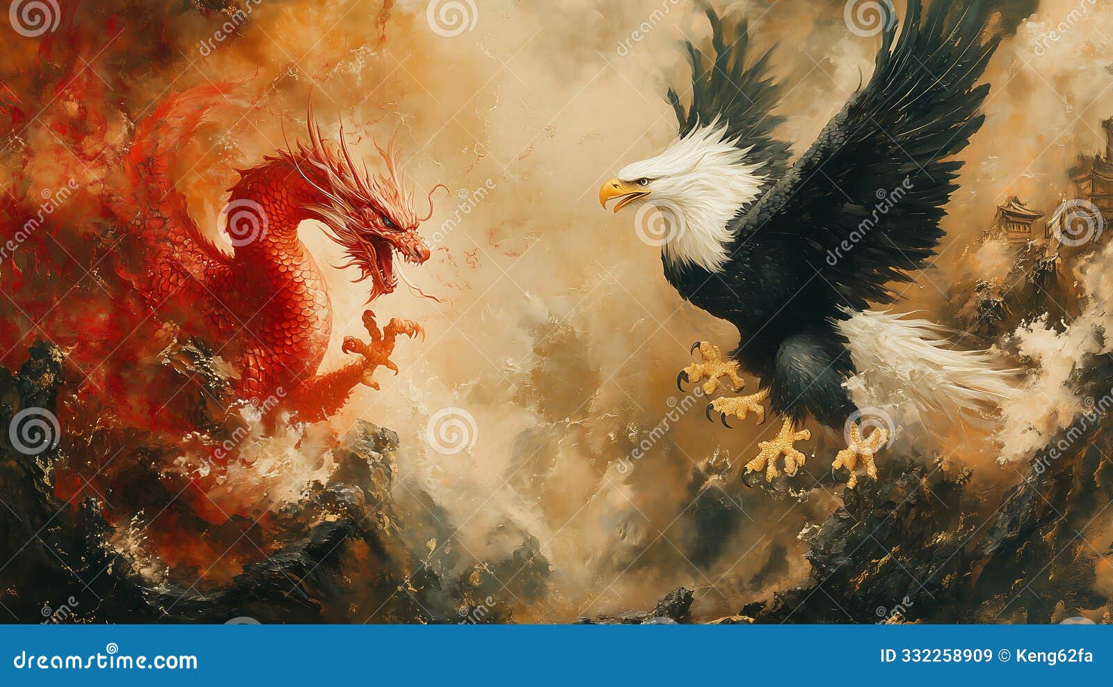 A Powerful Dragon and an Eagle Clash in an Intense Confrontation ...