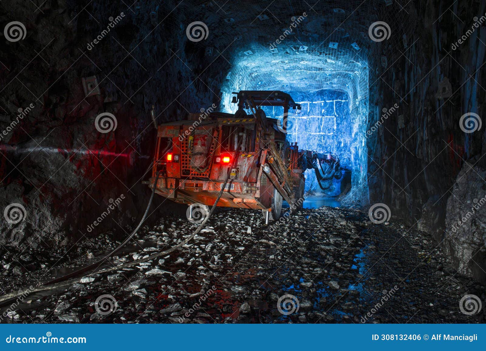 Jumbo machine drilling. stock photo. Image of jumbo - 308132406