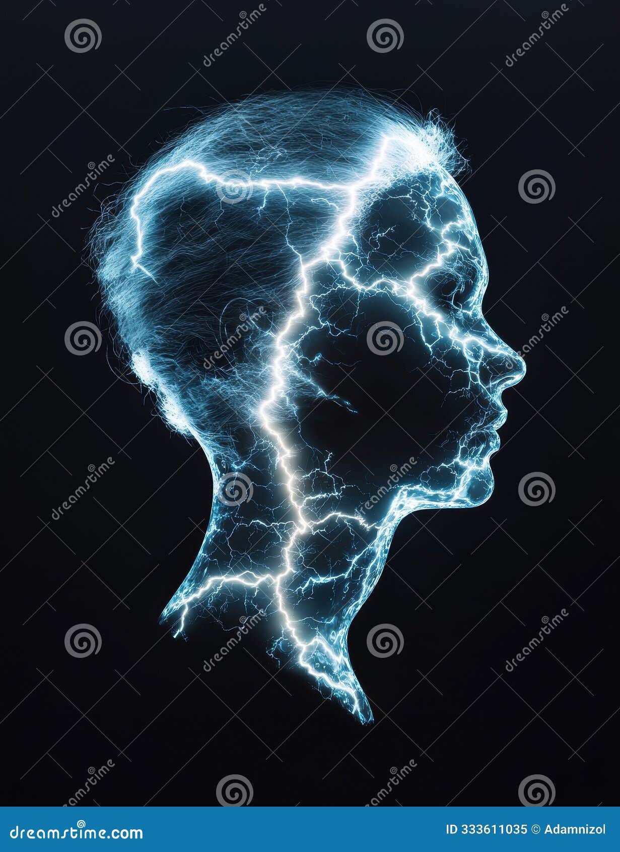Powerful Electric Brain Concept Stock Illustration - Illustration of ...