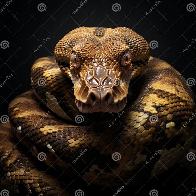 Powerful and Emotive Portraiture: Electric Python on Black Background Stock Illustration ...
