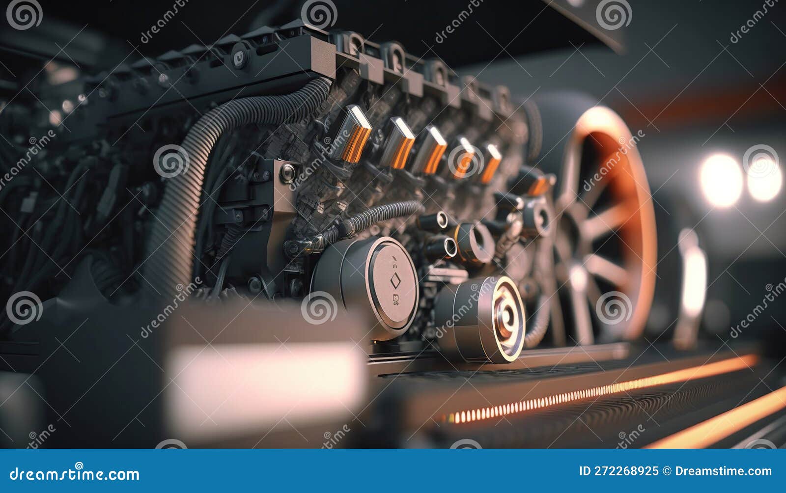 The Powerful Engine of a Car. Generative Ai Stock Illustration ...