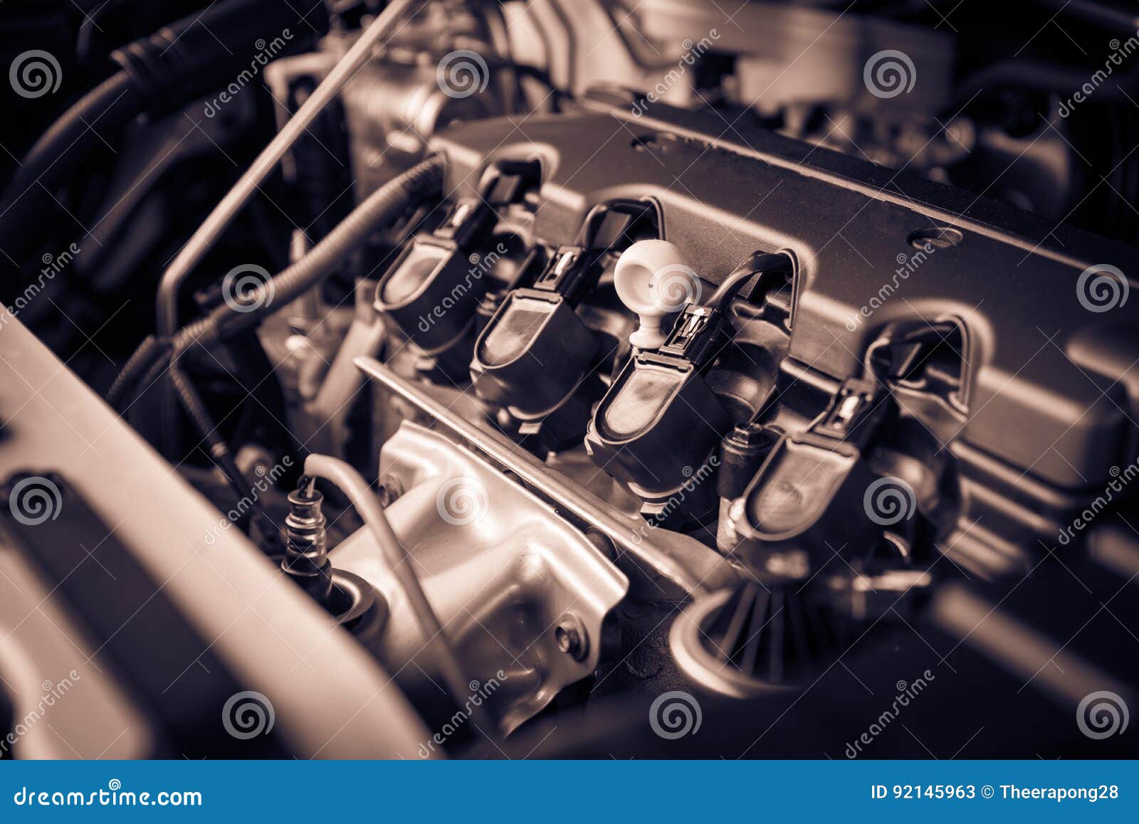 The Powerful Engine of a Car. Internal Design of Engine with Com Stock ...
