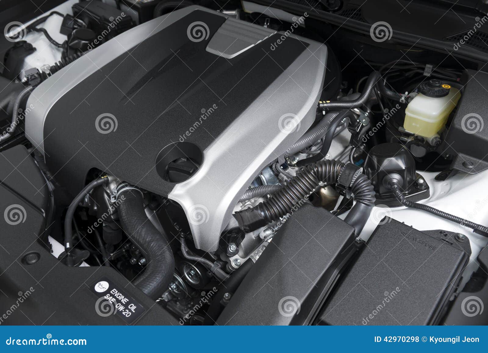 The Powerful Engine of the Modern Car Stock Photo - Image of hood ...