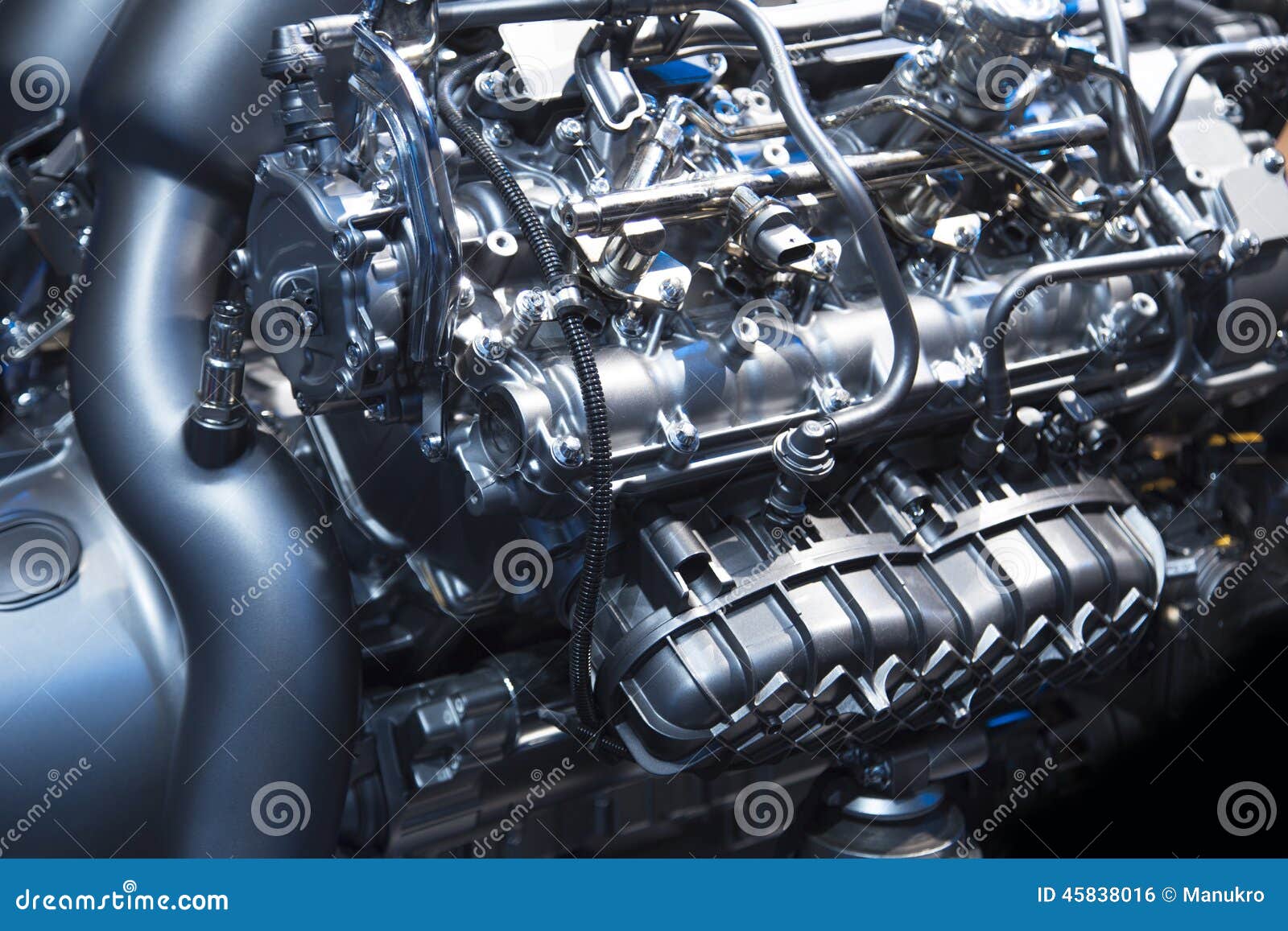 The Powerful Engine Of The Modern Car, Intake Manifold Royalty-Free ...