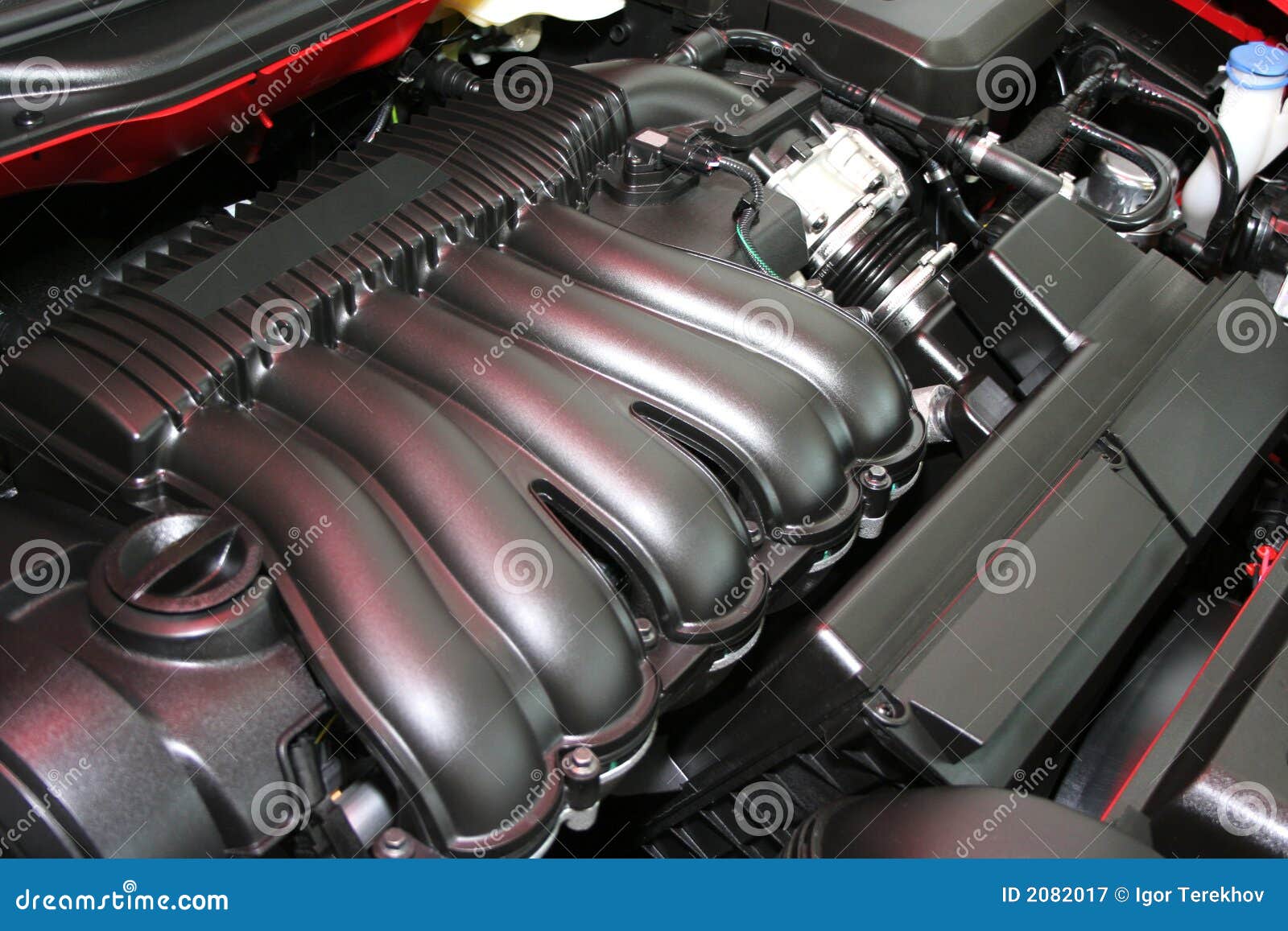 Powerful Engine of the Red Car Stock Image - Image of performance ...
