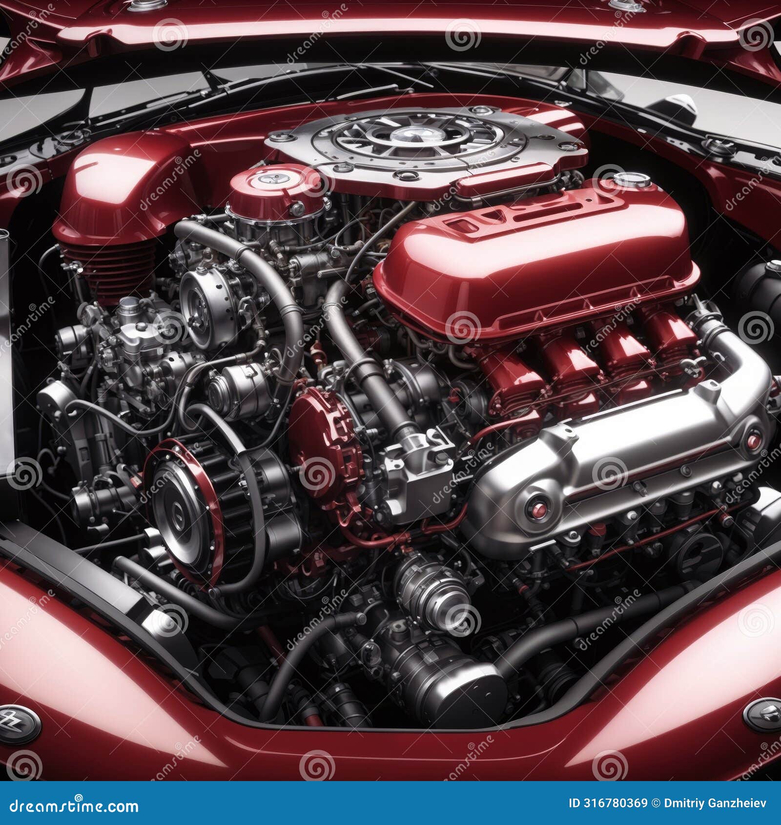 Powerful Engine Under the Hood Stock Illustration - Illustration of ...