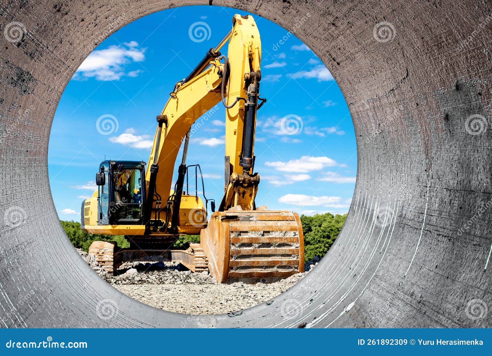 Powerful Excavator at the Construction Site. View of the Excavator ...