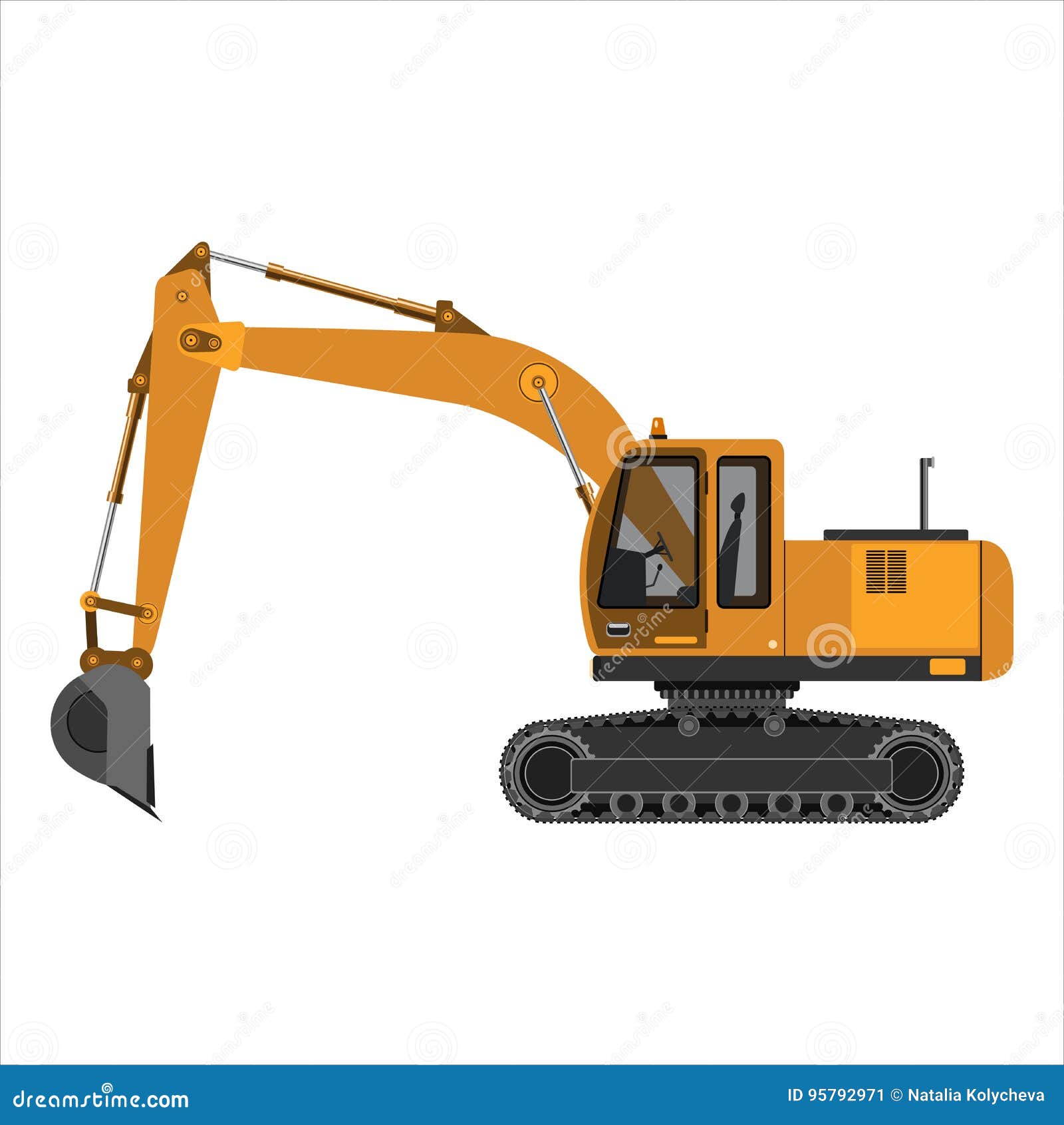 Powerful excavator crawler stock vector. Illustration of cartoon - 95792971