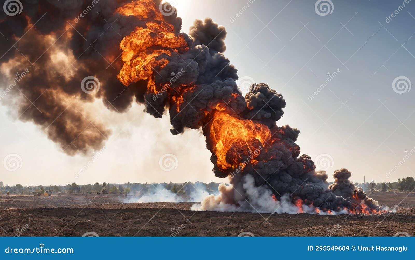 Powerful Explosion Background with Flames and Smoke Stock Illustration ...