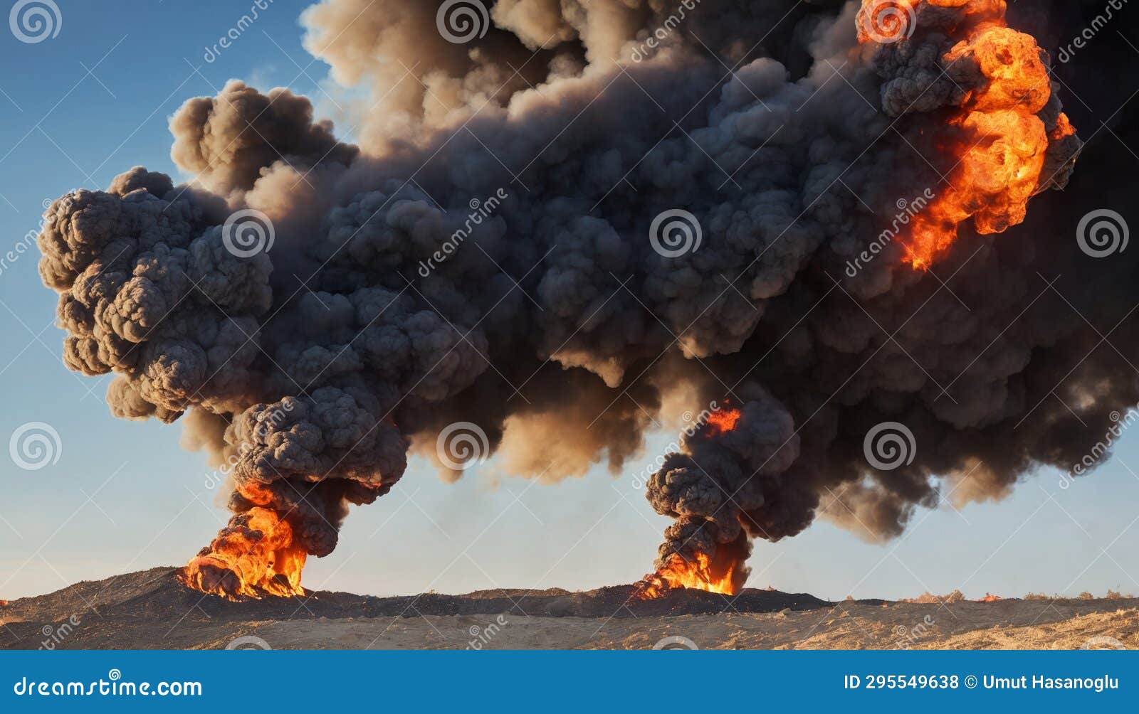 Powerful Explosion Background with Flames and Smoke Stock Illustration ...