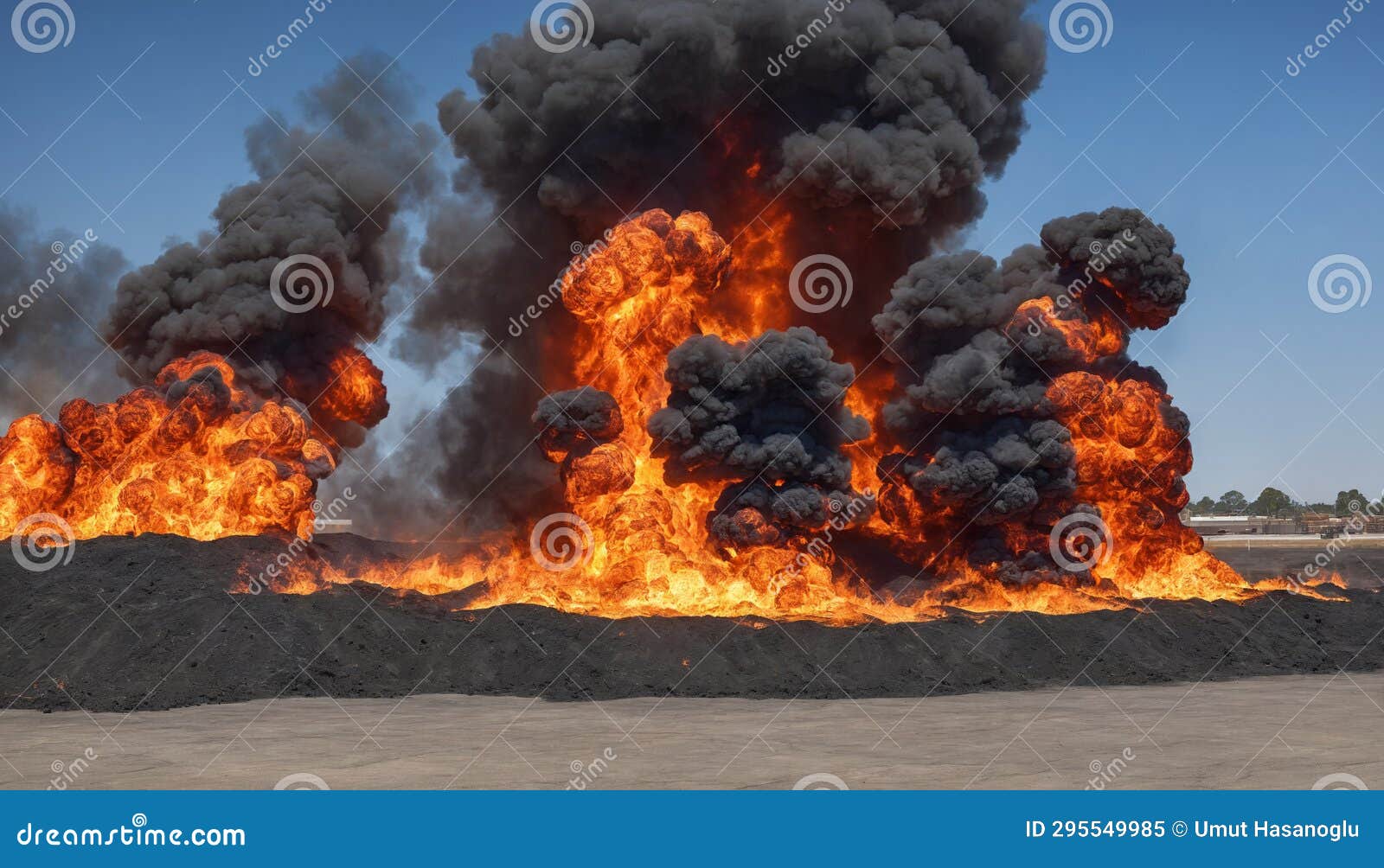 Powerful Explosion Background with Flames and Smoke Stock Illustration ...