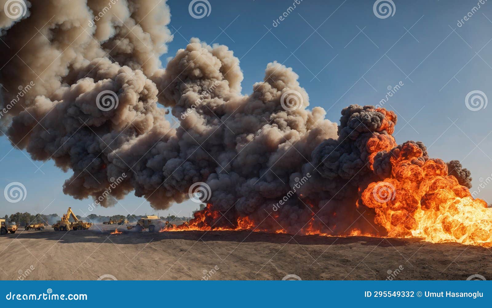 Powerful Explosion Background with Flames and Smoke Stock Illustration ...
