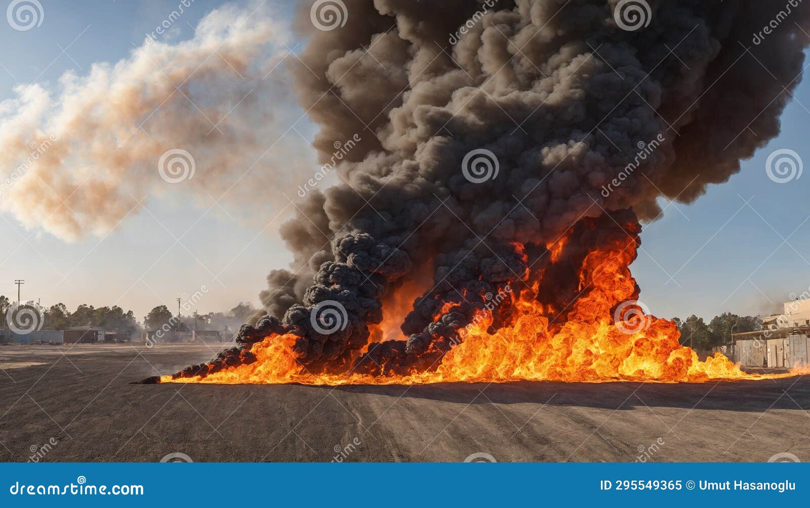 Powerful Explosion Background with Flames and Smoke Stock Illustration ...