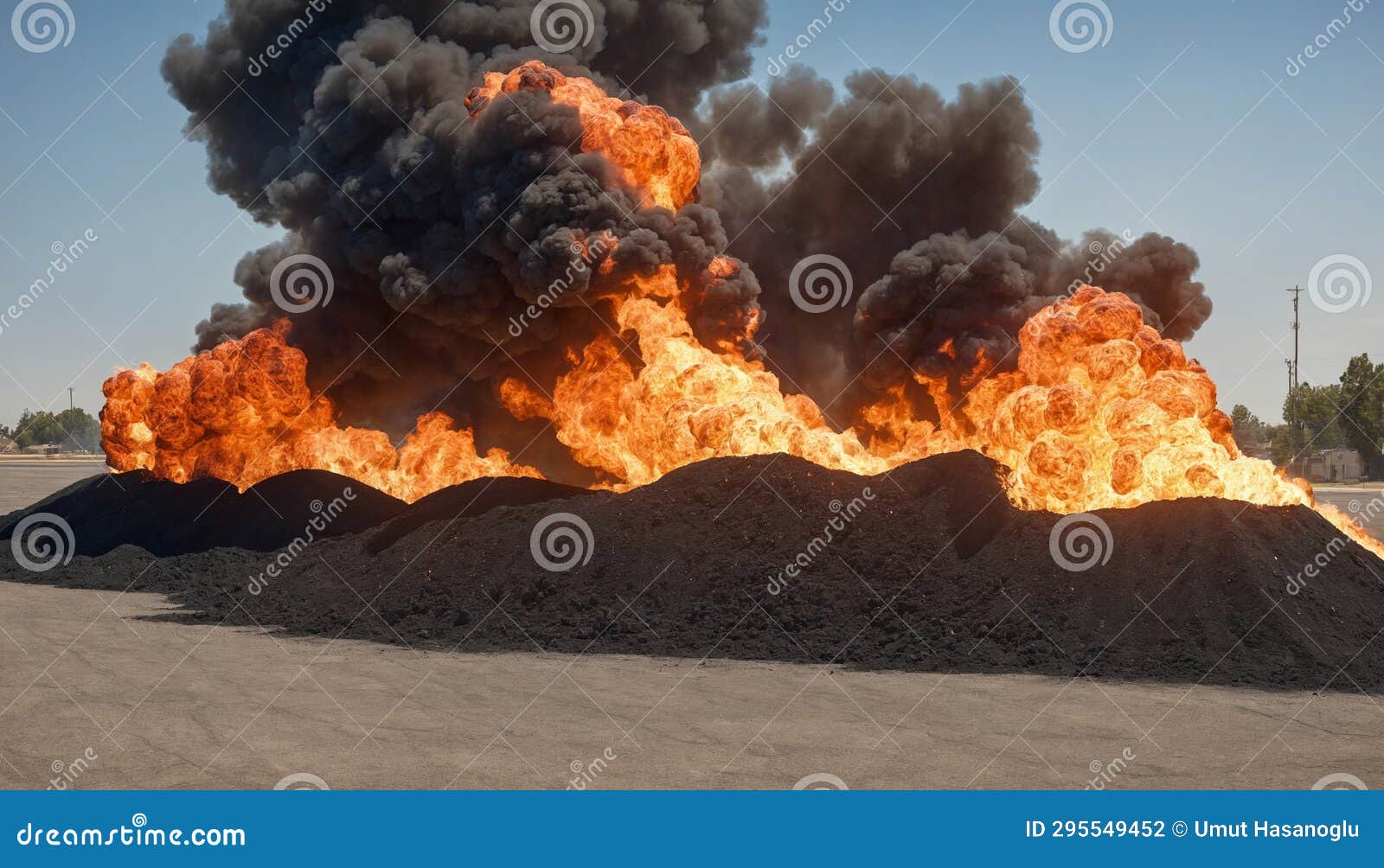 Powerful Explosion Background with Flames and Smoke Stock Illustration ...