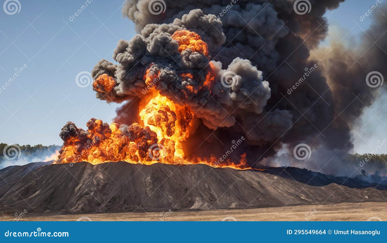 Powerful Explosion Background with Flames and Smoke Stock Illustration ...