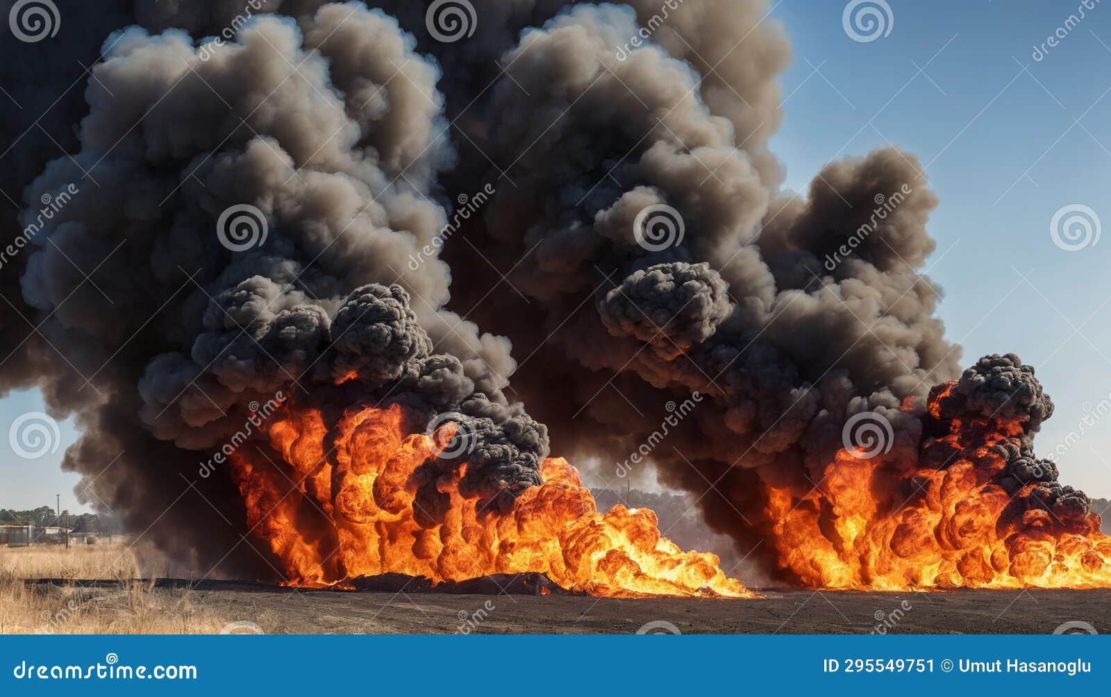 Powerful Explosion Background with Flames and Smoke Stock Illustration ...