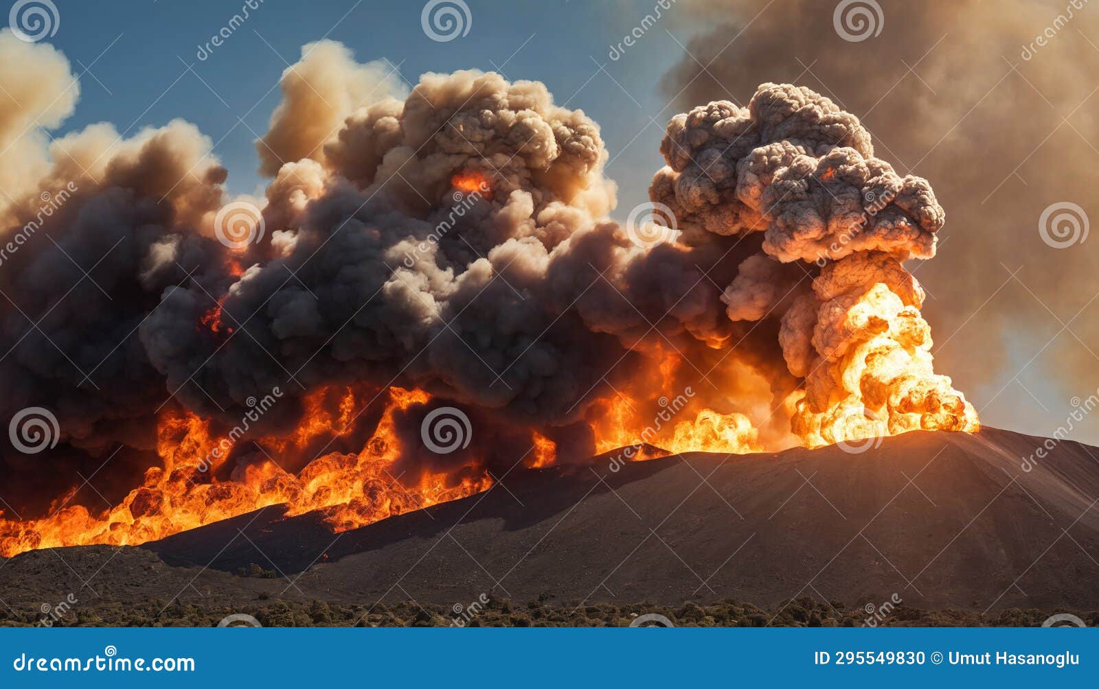 Powerful Explosion Background with Flames and Smoke Stock Illustration ...