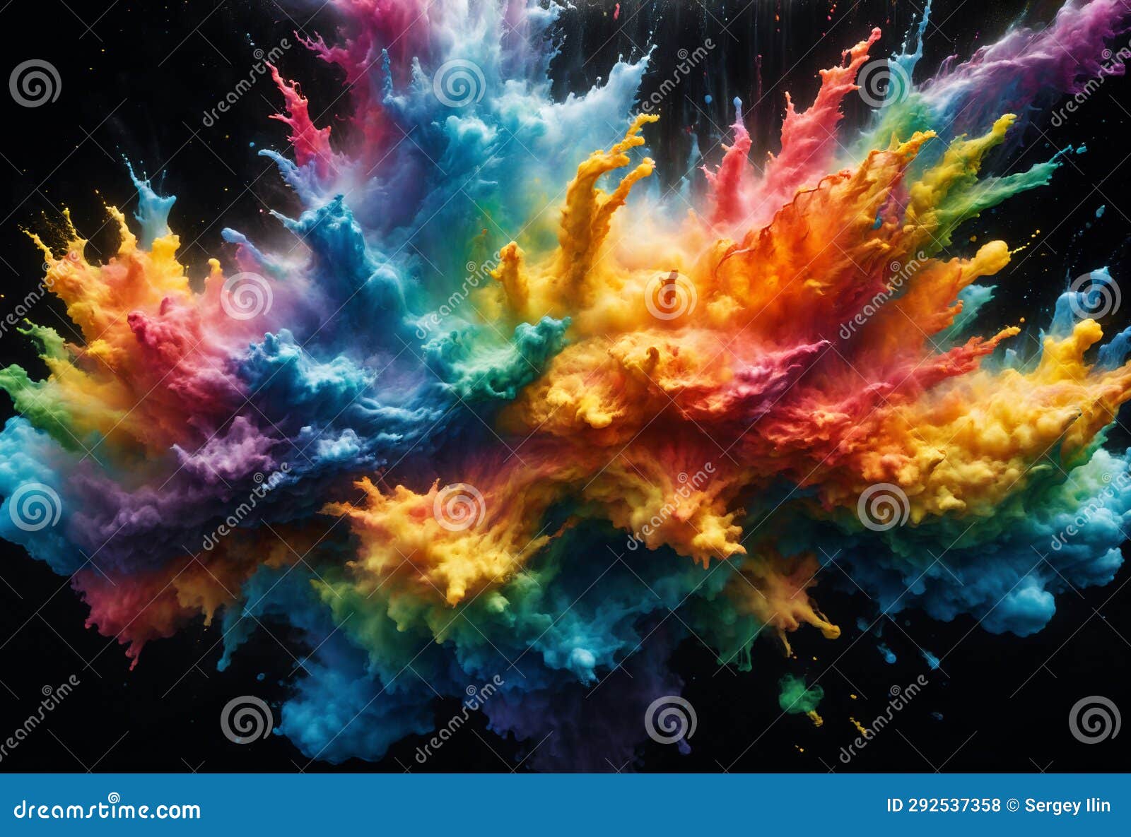 Powerful Explosion of Colorful Rainbow Water. Generative AI Stock ...