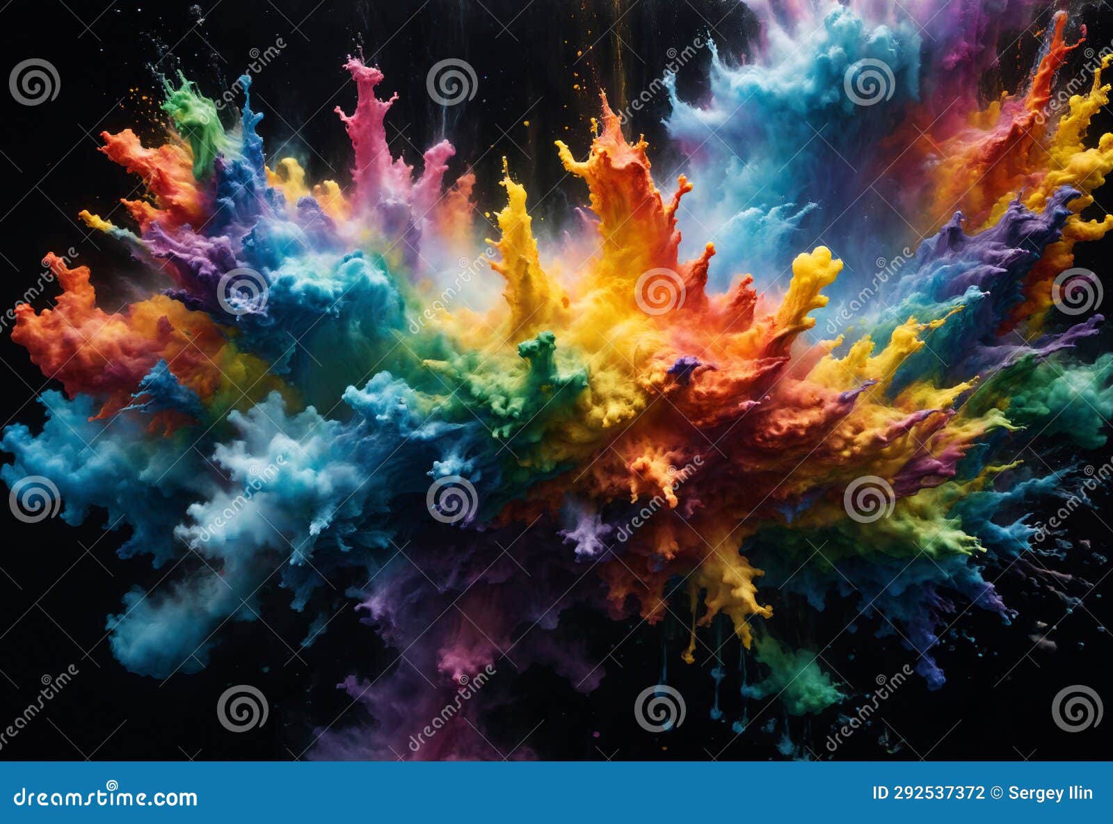 Powerful Explosion of Colorful Rainbow Water. Generative AI Stock ...