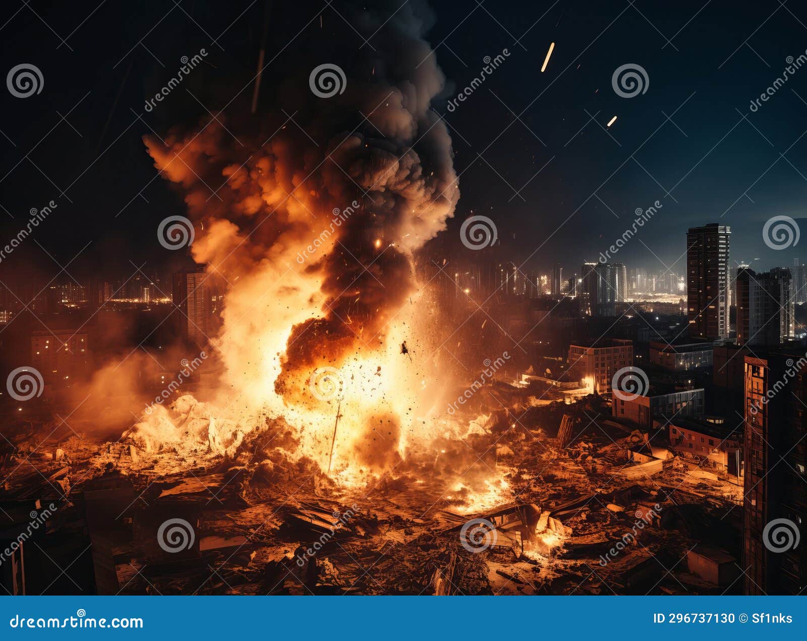 Powerful Explosion of a Cruise Missile or Phosphorus Bomb among ...