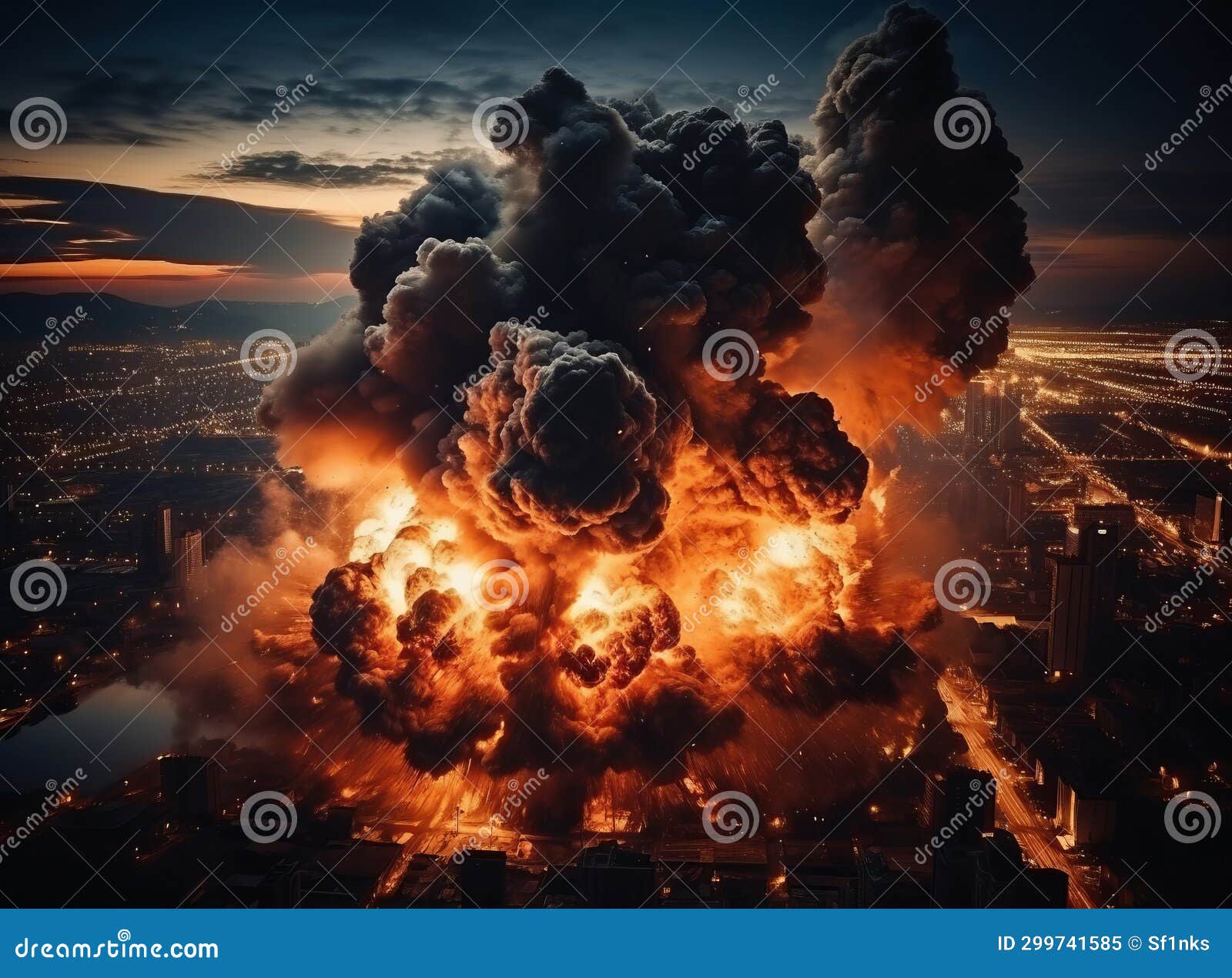 Powerful Explosion of a Cruise Missile or Phosphorus Bomb among ...