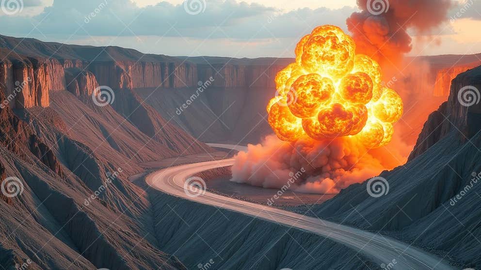 A Powerful Explosion in a Large Mining Quarry Stock Photo - Image of ...