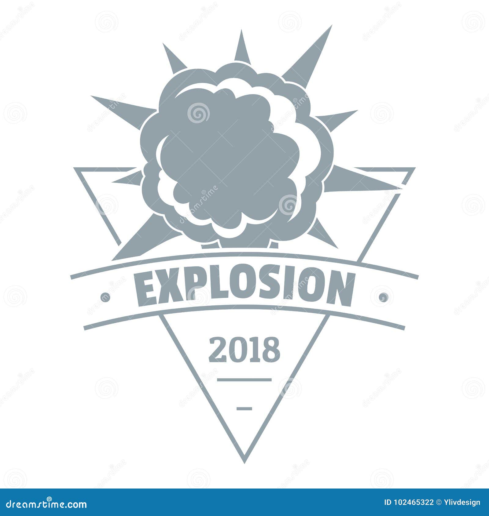 Powerful Explosion Logo, Simple Gray Style Stock Vector - Illustration ...