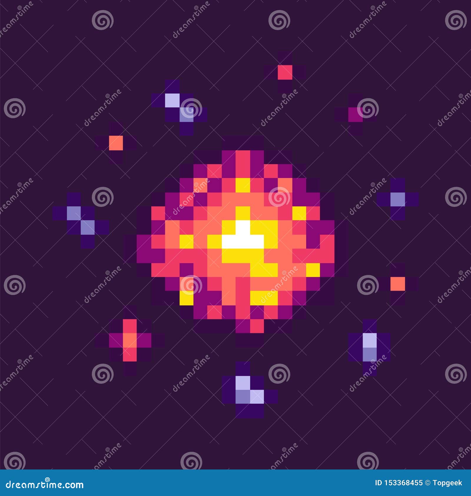 Powerful Explosion for Pixel Game Stock Vector - Illustration of bright ...