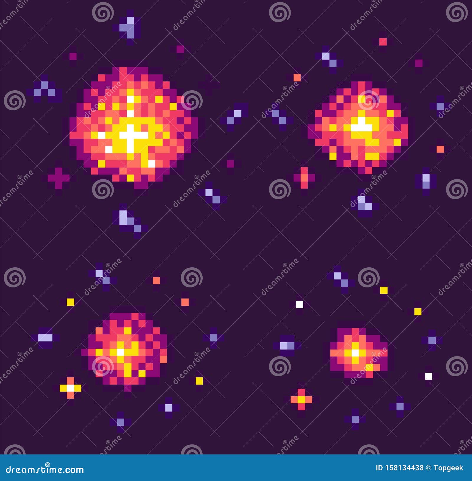 8-bit Pixel Art Fiery Explosion. EPS8 Vector | CartoonDealer.com #47222164