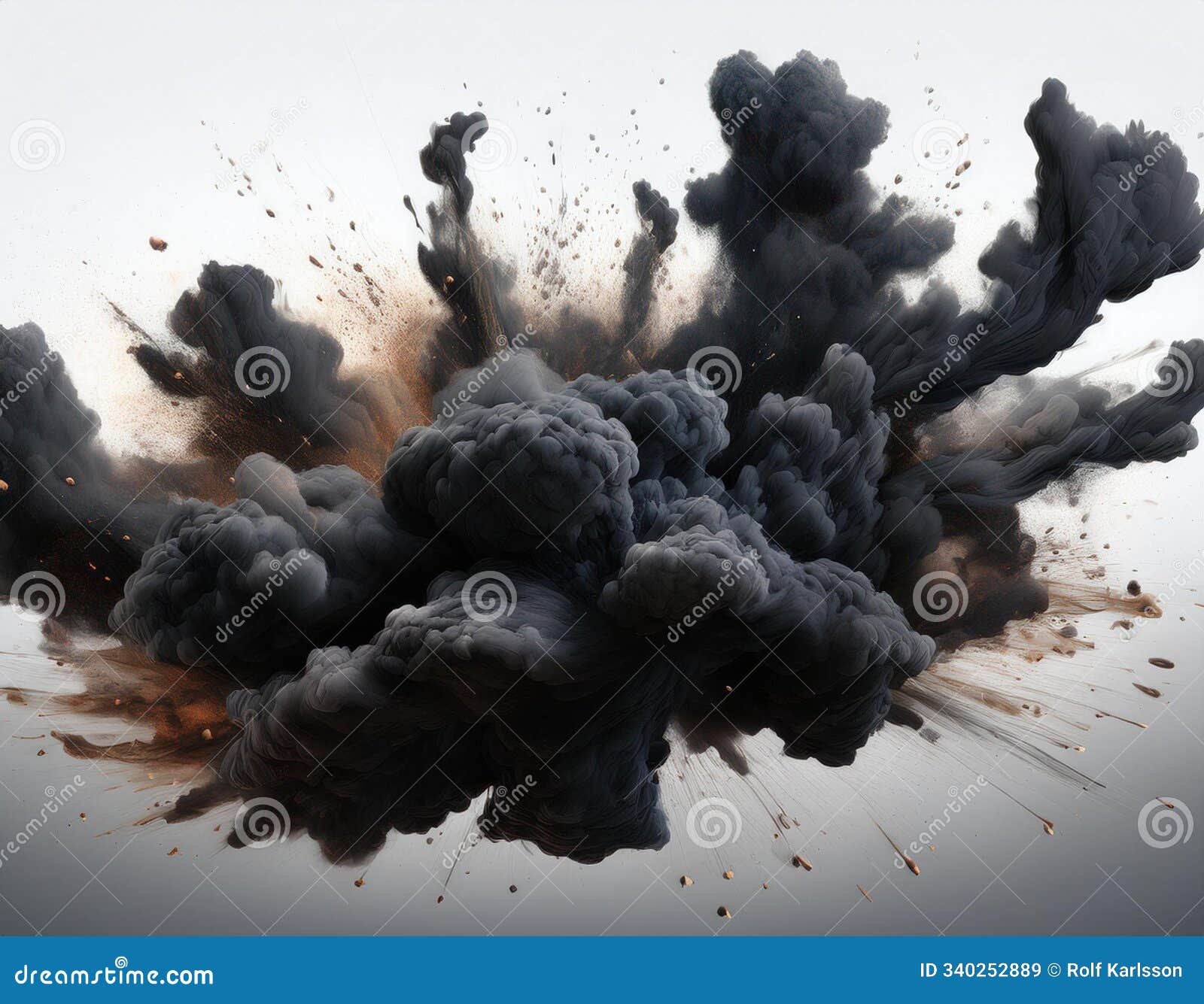 Dramatic Explosion with Black Smoke Contrasting Against a White ...