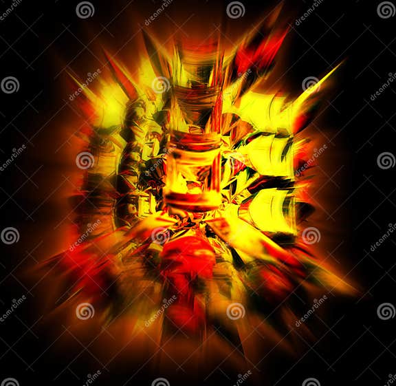 Powerful Explosion, Sharp-edged Fire Crystal, Unique 3d Image. Shallow ...
