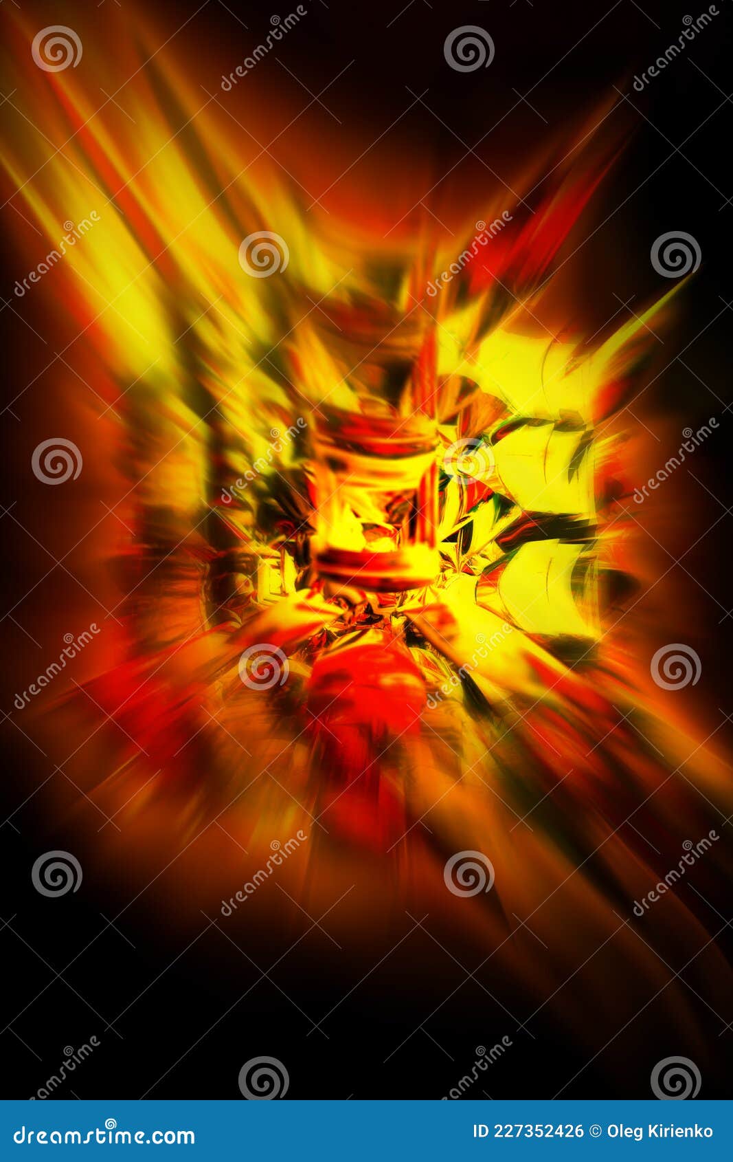 Powerful Explosion, Sharp-edged Fire Crystal, Unique 3d Image. Shallow ...