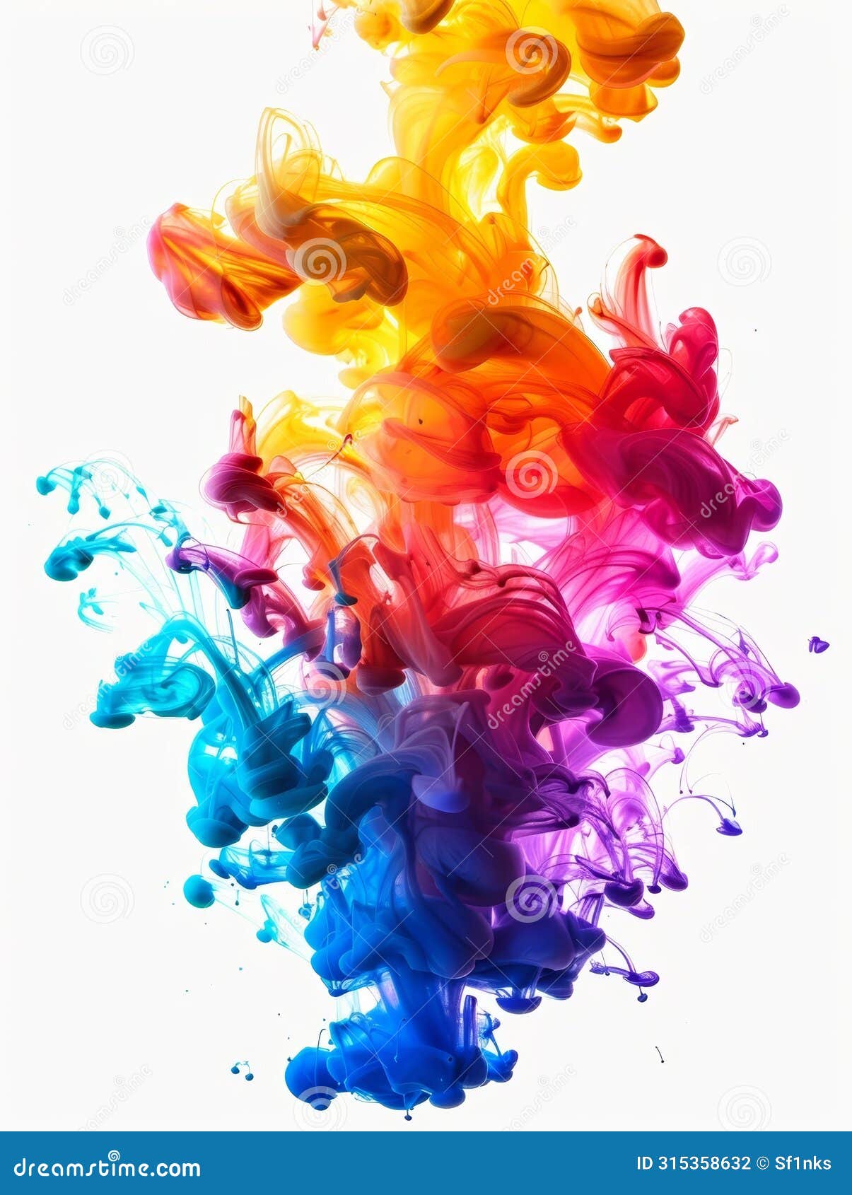 A Powerful Explosion of Vibrant Inks, Bursting Forth in a Dazzling ...