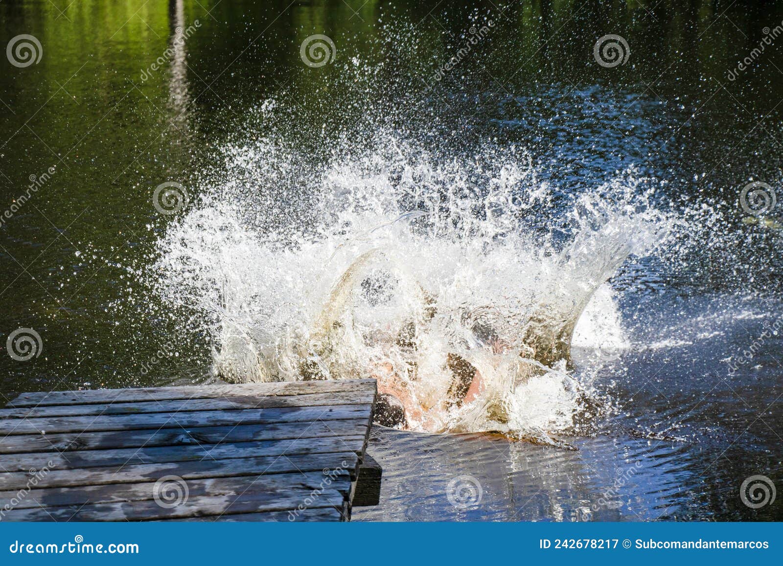 A Powerful Explosion in the Water.the Water Column and Spray Scatter in ...